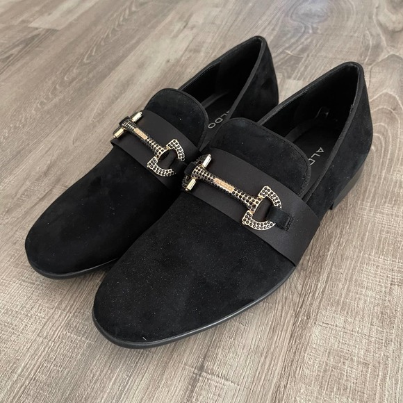 Aldo | Shoes | Aldo Mens Black Leather Popluxe Rhinestone Suede Loafer ...